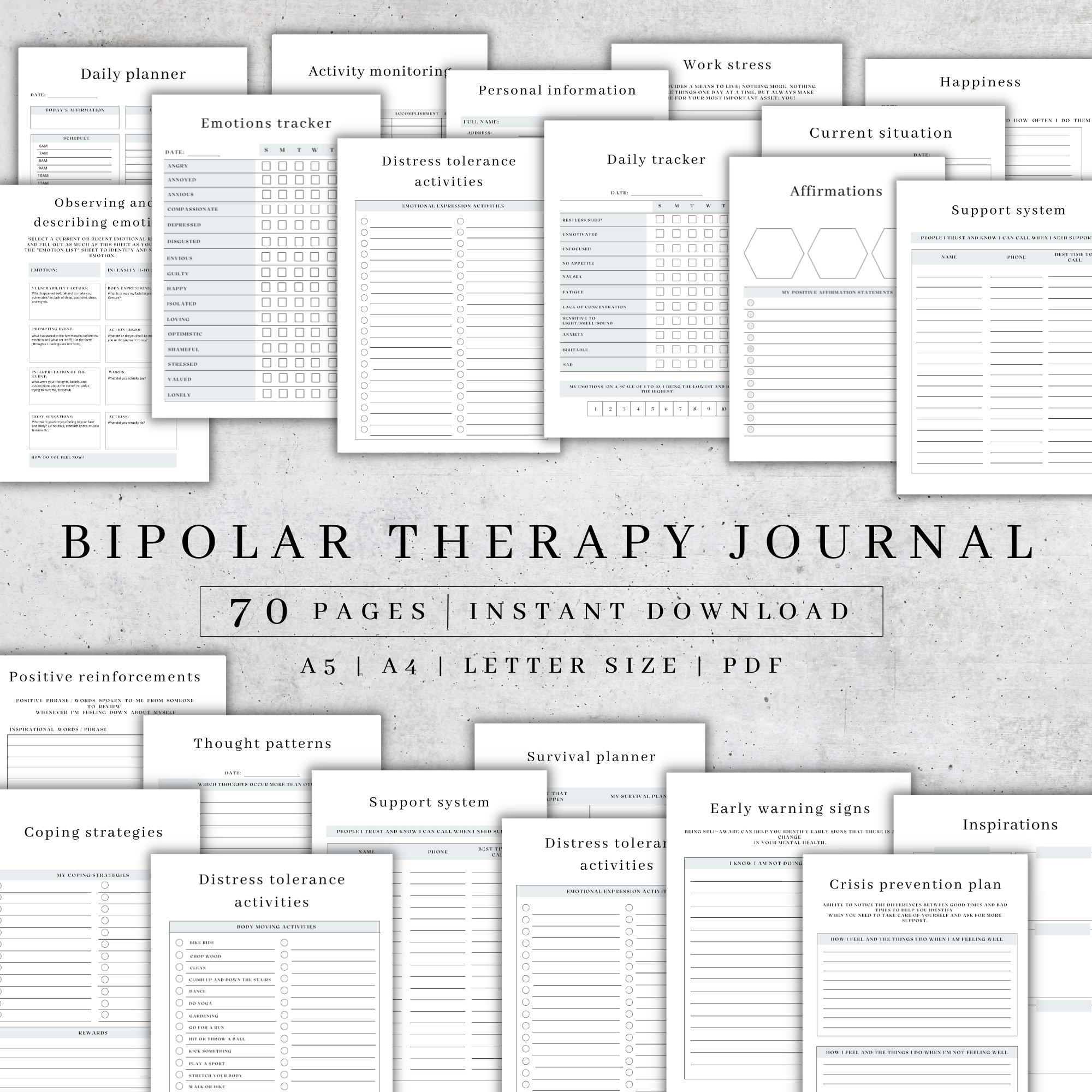Printable Therapy Journal Bipolar Therapy Planner Digital - Etsy