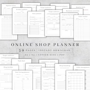 Online Shop Planner Printable | Business Plan | Online Seller Planner ...