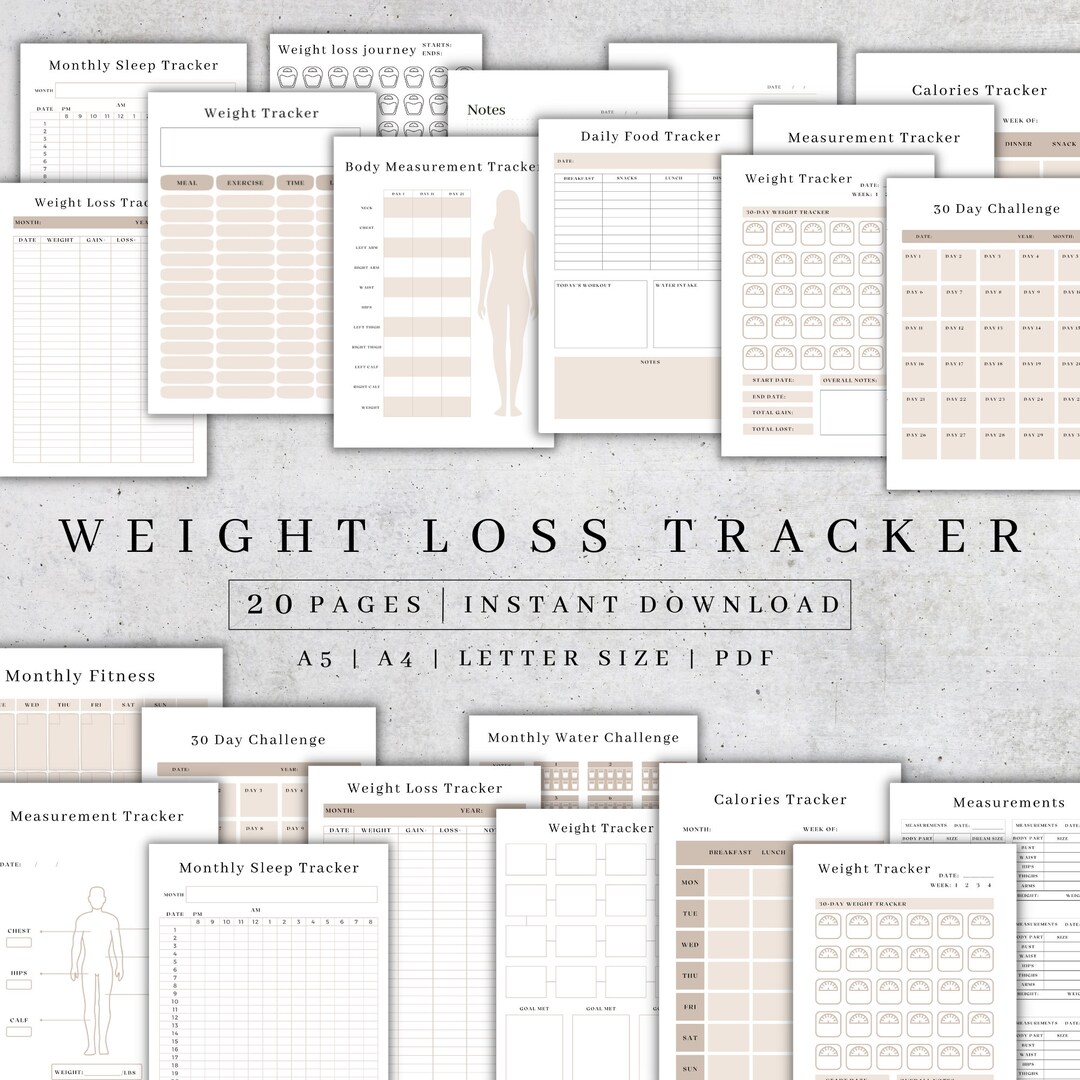 Weight Loss Tracker| Printable Fitness Planner| Workout Planner Kit ...