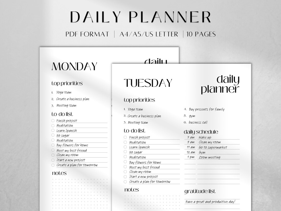Printable Daily Planner | Digital Daily Schedule PDF | Minimalist Daily ...