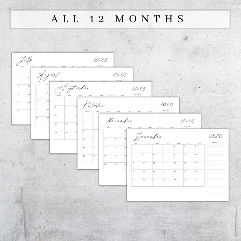 2023 Monthly Planner Printable Dated Calendar Pages - Etsy