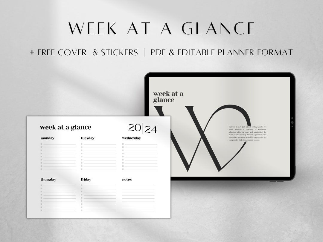 Week at a Glance Printable Digital Landscape Weekly Planner 2024 ...
