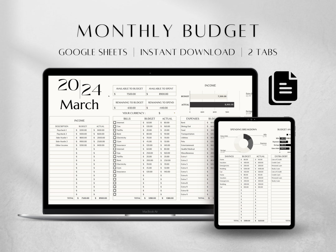 Monthly Budget Spreadsheet Google Sheets Budget Template Financial ...