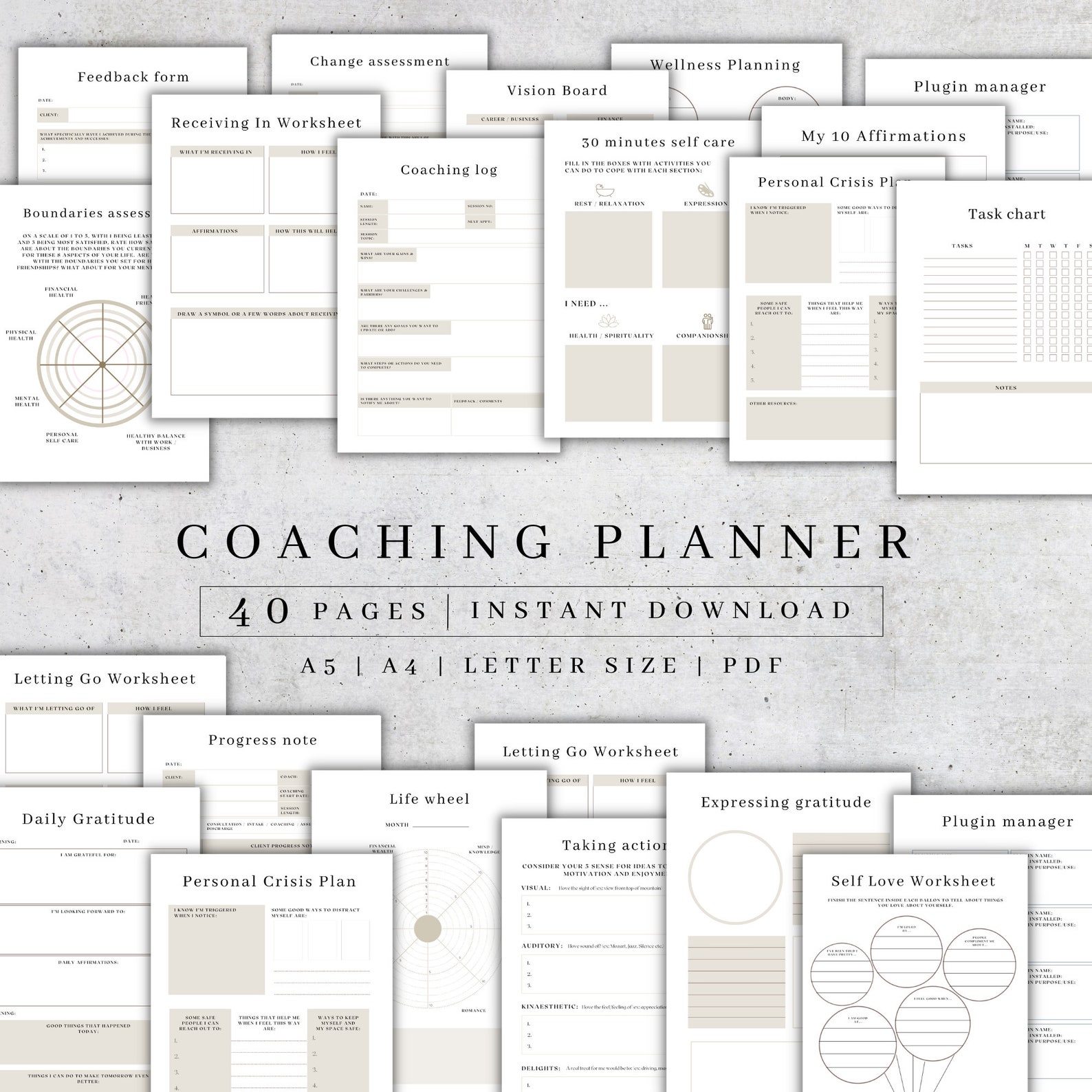 Coaching Planner Printable Digital Life Coach Journal Pages - Etsy