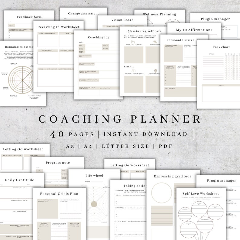 Coaching Planner Printable | Digital Life Coach Journal Pages ...