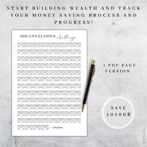 Envelope Challenge Tracker | Printable Savings Challenge | 100 ...