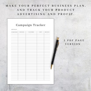 Printable Campaign & Advertising Tracker | Digital Ad Campaign Tracker ...