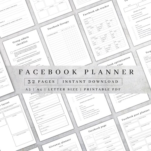 Facebook Planner Printable Digital Social Media Organizer - Etsy