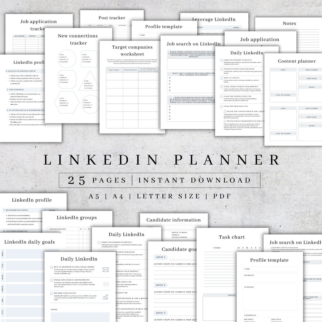 Printable Linkedin Planner | Linkedin Strategy | Networking Planner ...