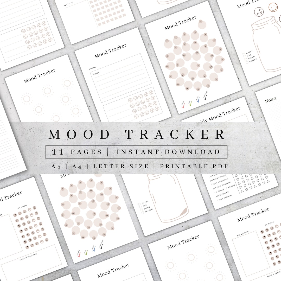 Printable Mood Tracker | Self-care Planner | Mood Journal Kit | Mental ...