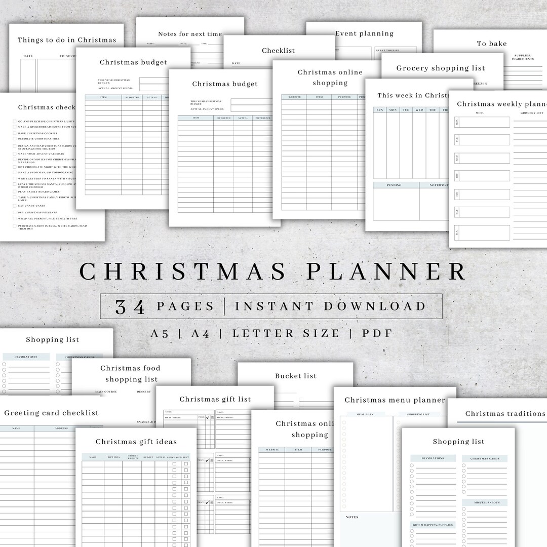 Christmas Planner Printable | Digital Holiday Planner | Event Organizer ...