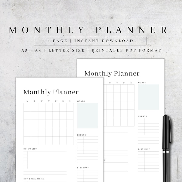 Monthly Planner - Etsy