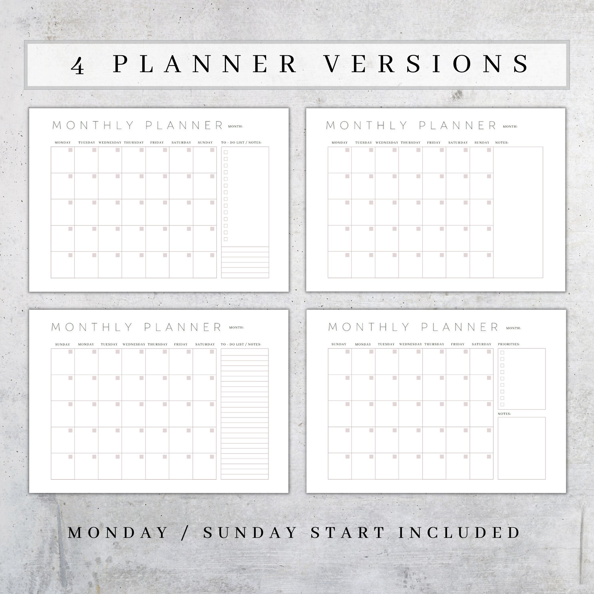 Undated Monthly Planner Printable Monthly Tracker Printable - Etsy