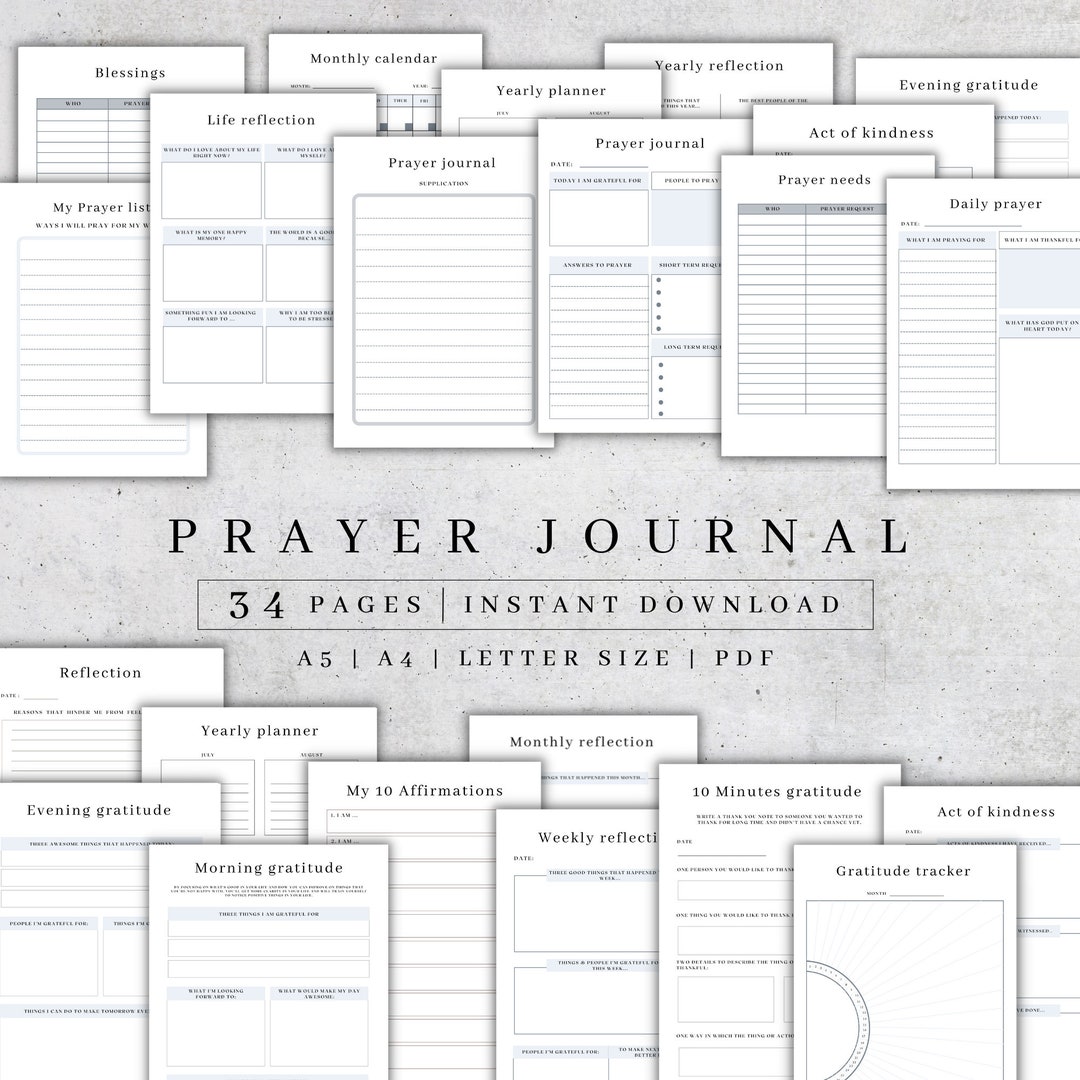 Prayer Journal Printable | Bible Study Guide | Gratitude Journal ...