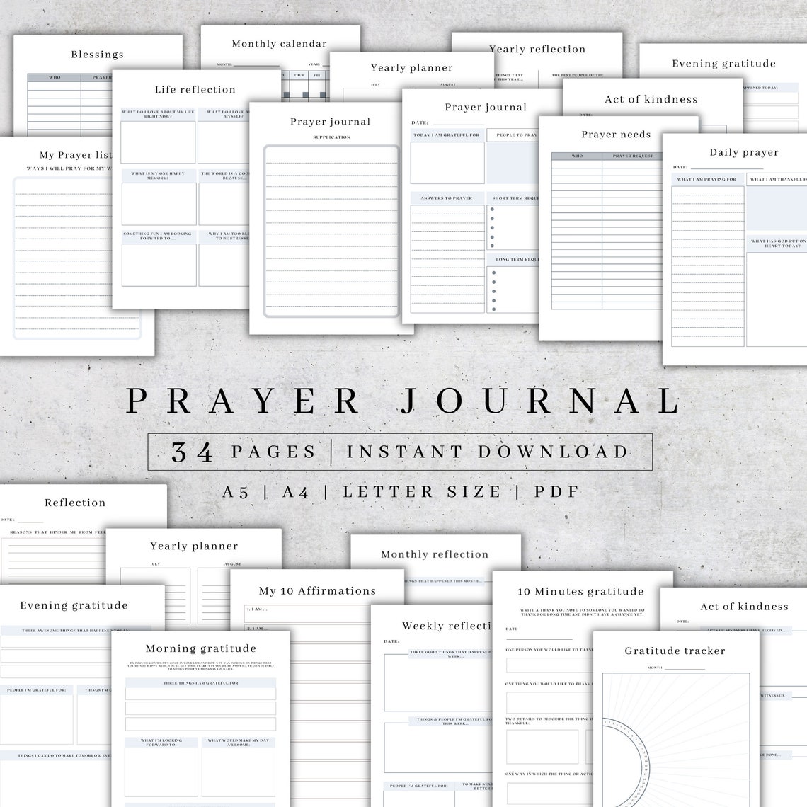 Prayer Journal Printable Bible Study Guide Gratitude - Etsy