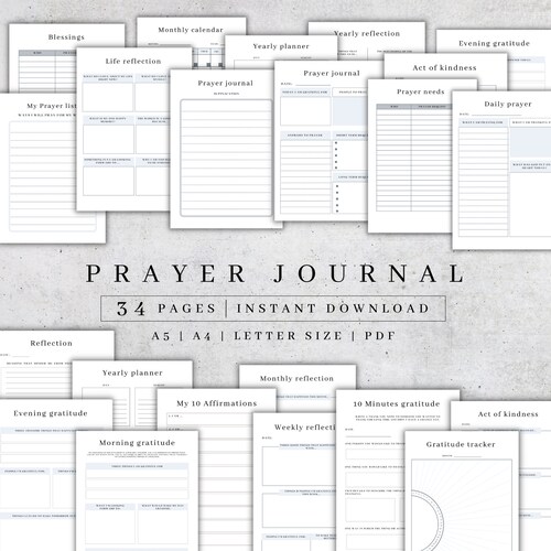 Prayer Journal Printable Bible Study Guide Gratitude - Etsy