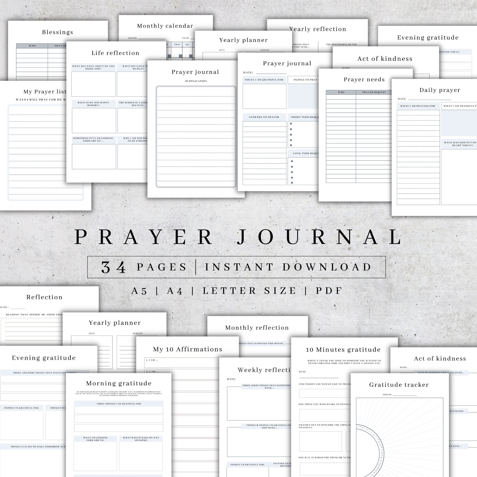 Prayer Journal Printable Bible Study Guide Gratitude - Etsy