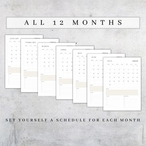 2024 Dated Monthly Calendar Printable Month at a Glance Monthly Planner ...
