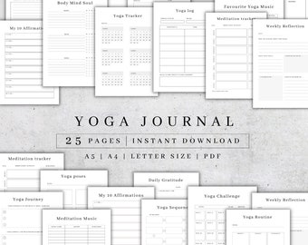 Yoga Journal Printable | Digital Mindfulness Planner | Reflection Pages ...