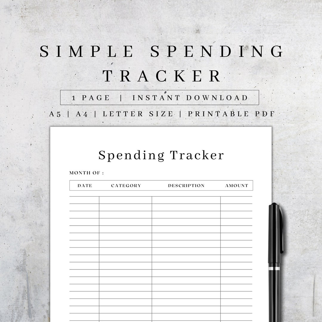 Printable Spending Tracker | Monthly Expense Planner | Budget Chart Pdf ...