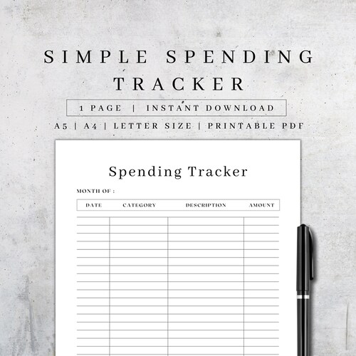 Printable Spending Tracker Monthly Expense Planner Budget - Etsy
