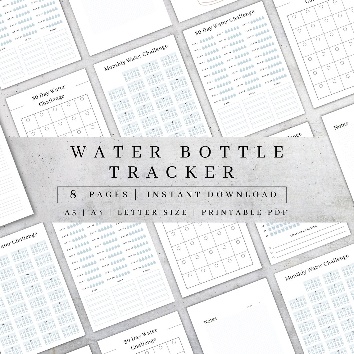 Water Bottle Tracker Daily Water Tracker Printable Planner - Etsy