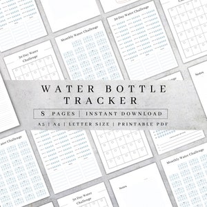 Water Bottle Tracker Daily Water Tracker Printable Planner Inserts PDF ...