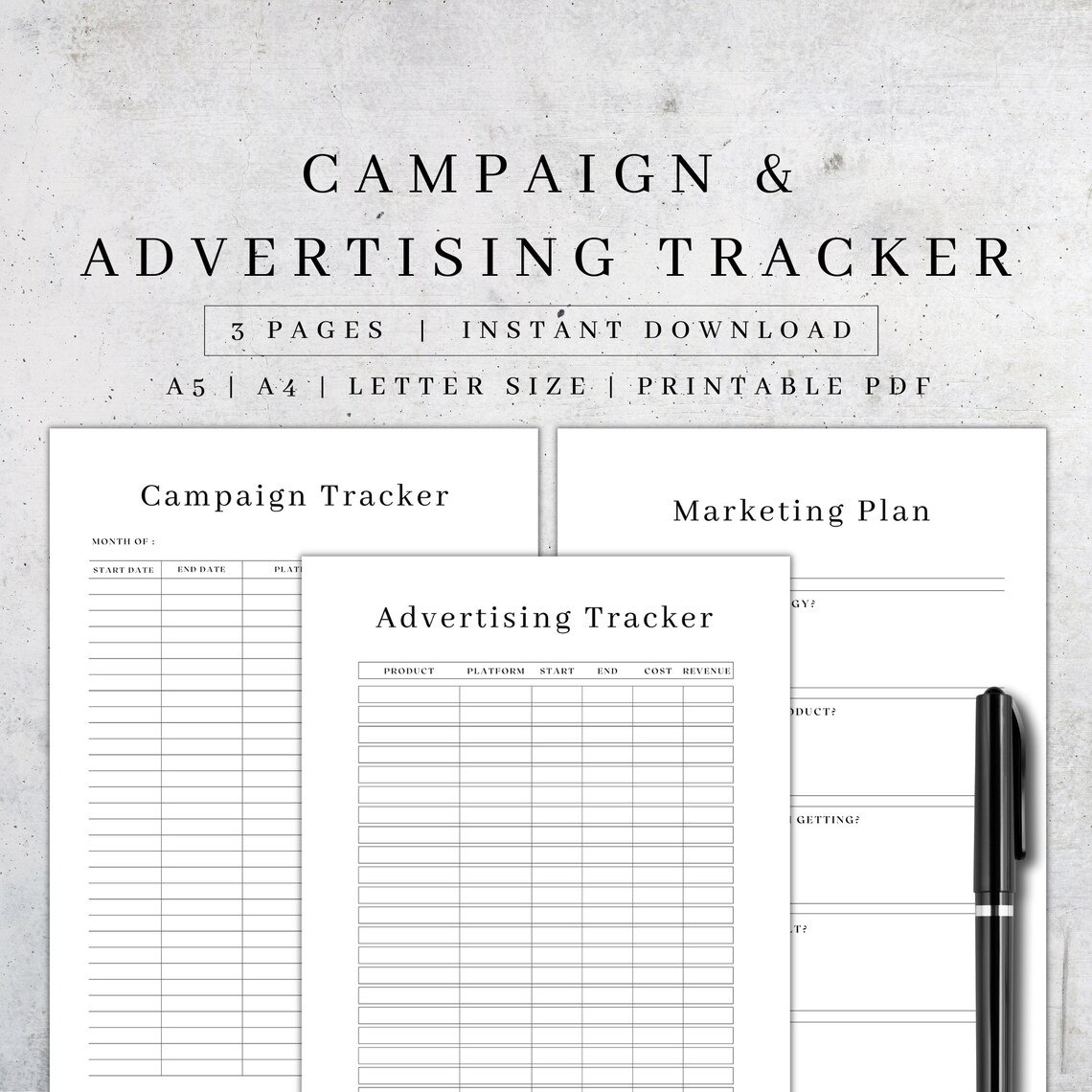 Printable Campaign & Advertising Tracker | Digital Ad Campaign Tracker ...