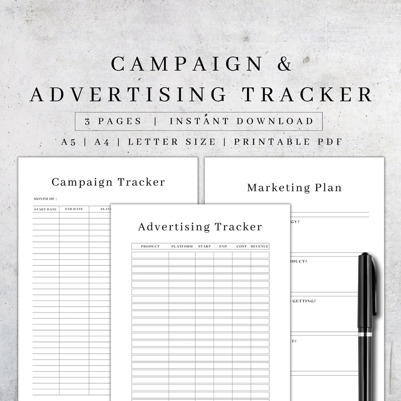 Printable Campaign & Advertising Tracker Digital Ad Campaign - Etsy