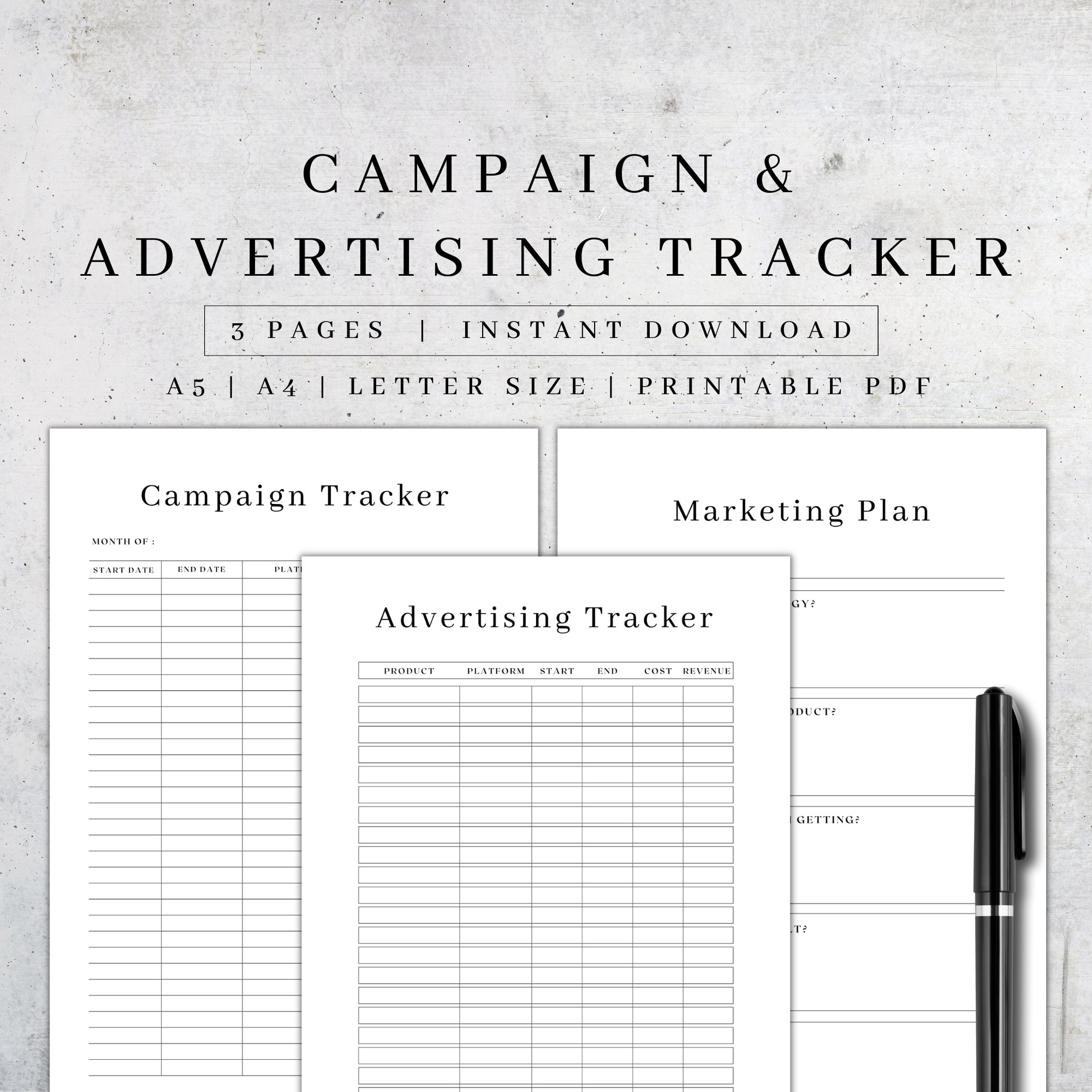 Printable Campaign & Advertising Tracker Digital Ad Campaign - Etsy