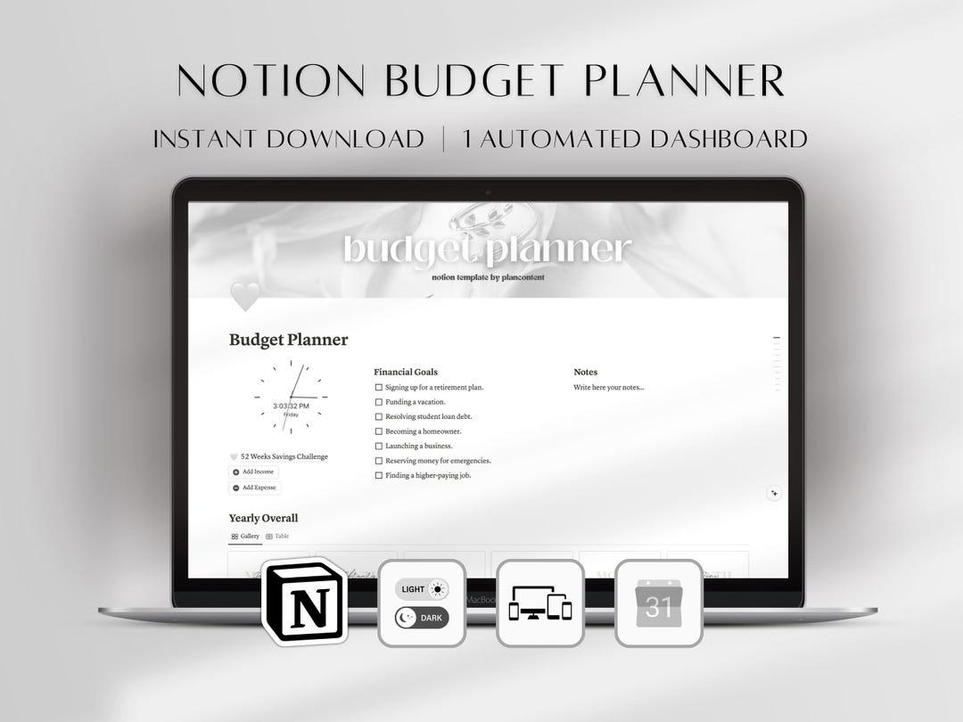Notion Budget Template | Digital Income & Expense Tracker | Saving ...