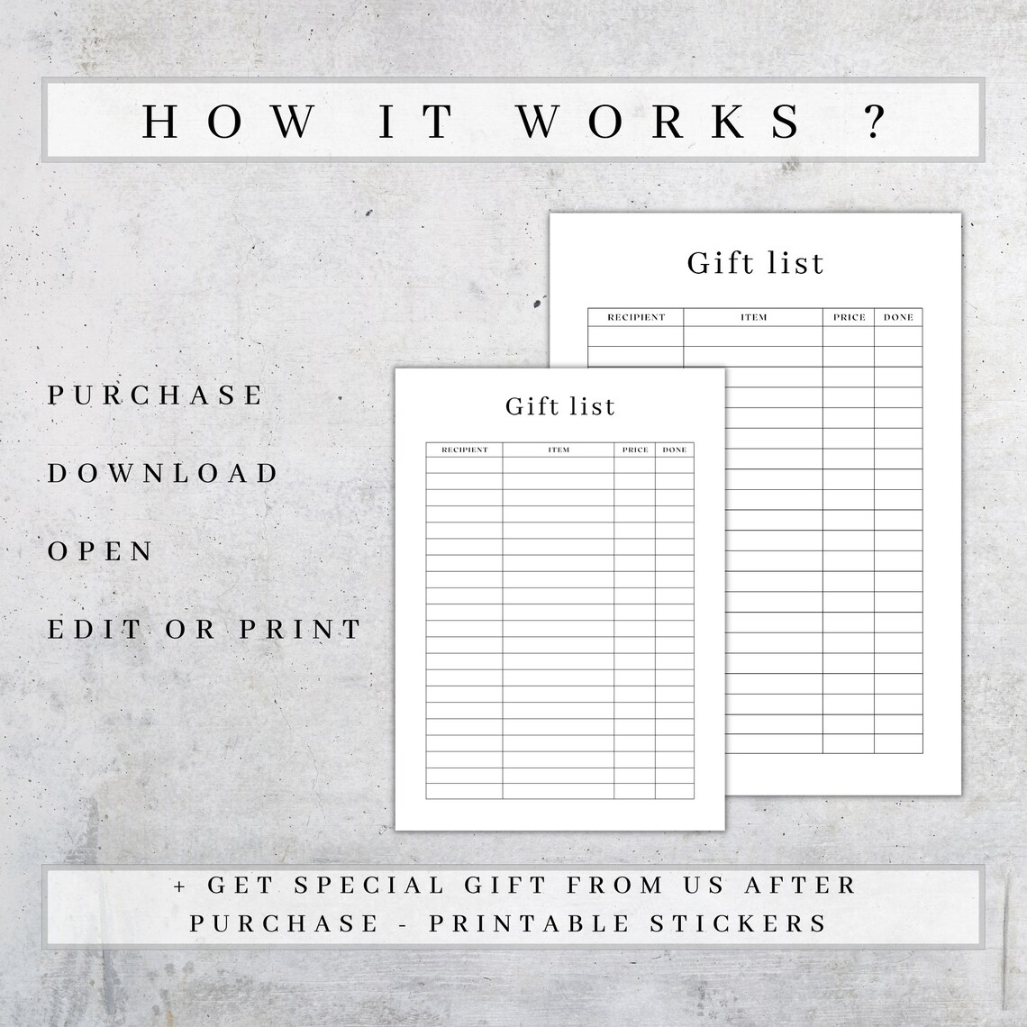 Printable Gift List Page | Shopping List Tracker PDF | Gift Ideas ...