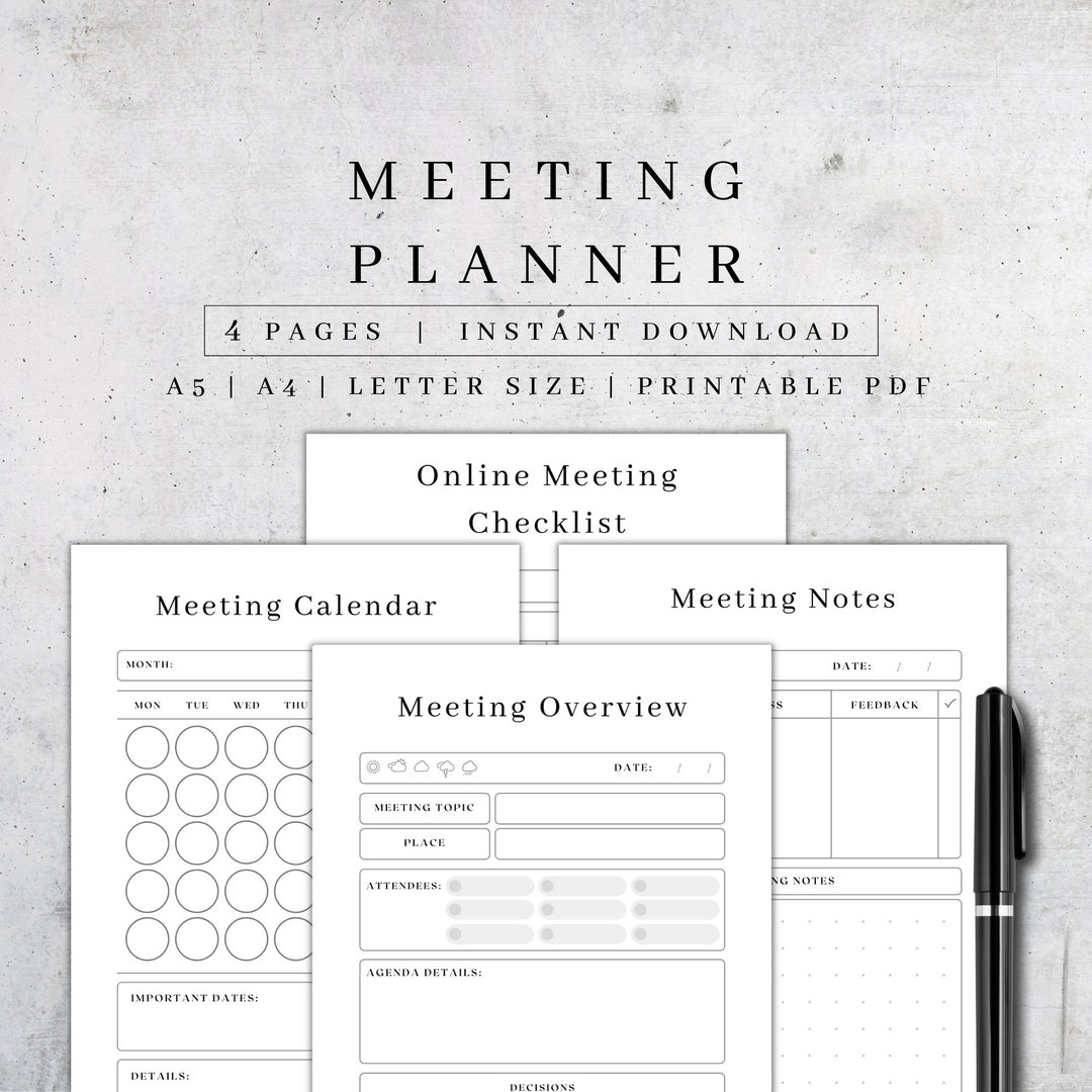Printable Meeting Notes | Digital Meeting Coordinator PDF |business ...