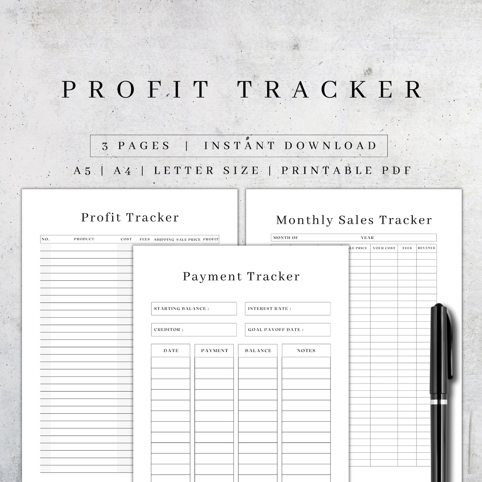 Printable Business Profit Tracker | Digital Payment Tracker | Small ...