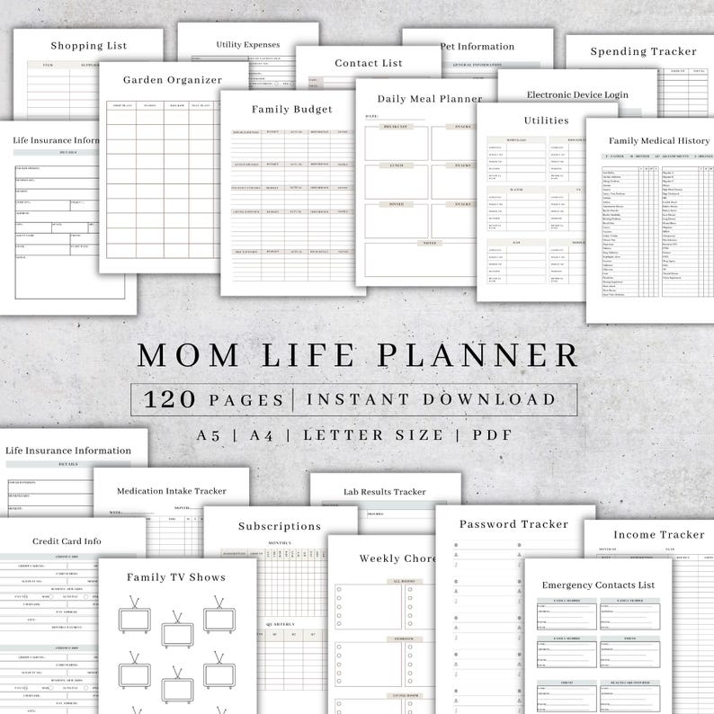 Mom Planner Printable 2026 | Family Chore List | Weekly Meal Plan ...