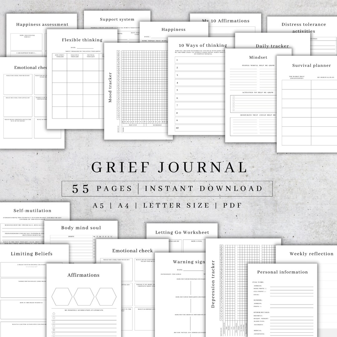 Printable Grief Journal | Healing Worksheet | Bereavement Journal ...