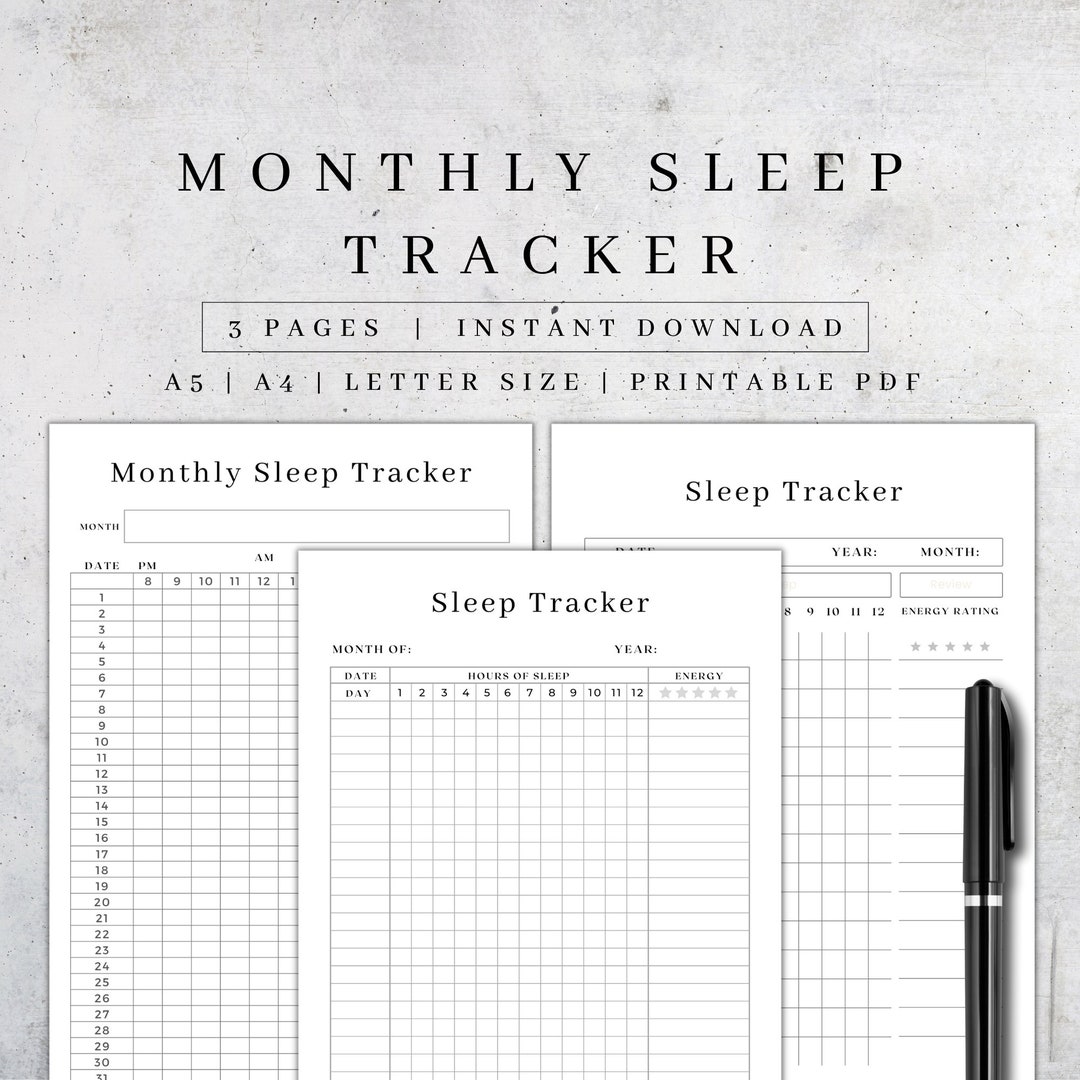 Sleep Tracker Printable | Wellness Planner | Monthly Sleep Log | Sleep ...