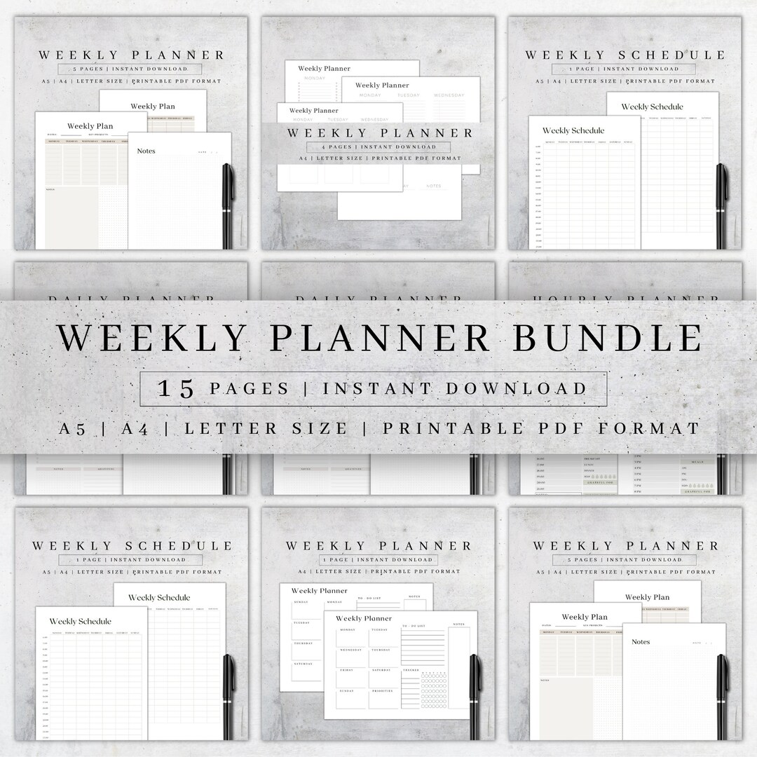 Printable Weekly Planner Pdf| Weekly Schedule Pdf | Weekly to Do List ...