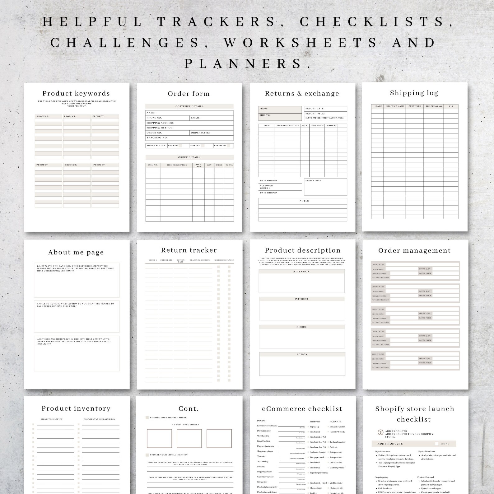 Shopify Store Planner Printable Digital Shopify Planner - Etsy