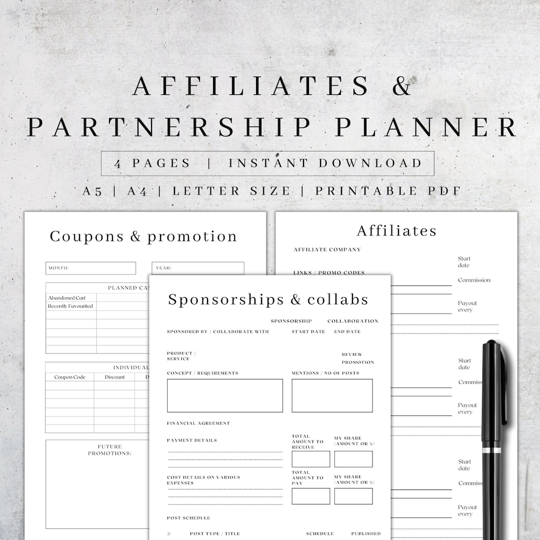 Affiliate Marketing Planner Digital | Collaboration/business ...