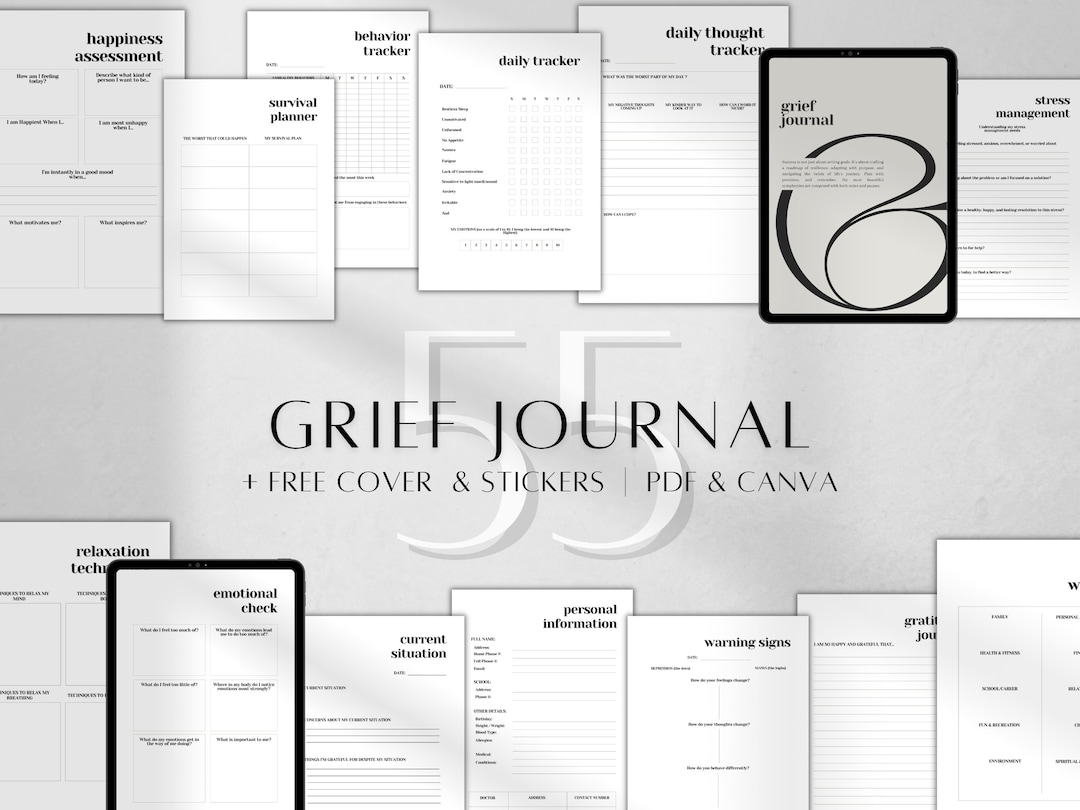 Digital Grief Journal | Canva Healing Worksheet | Printable Bereavement ...