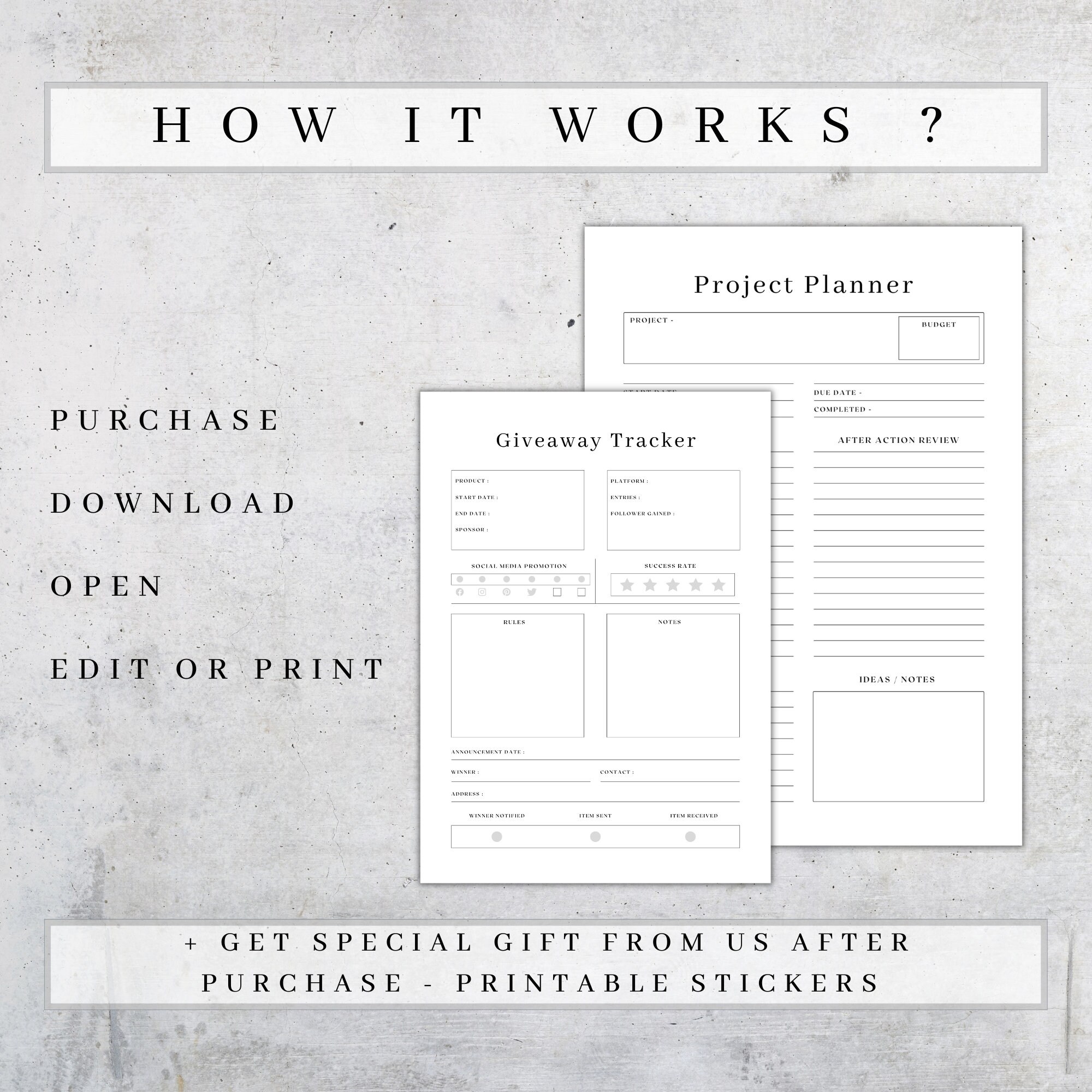 Printable Giveaway Tracker | Influencer Planner Digital | Business ...