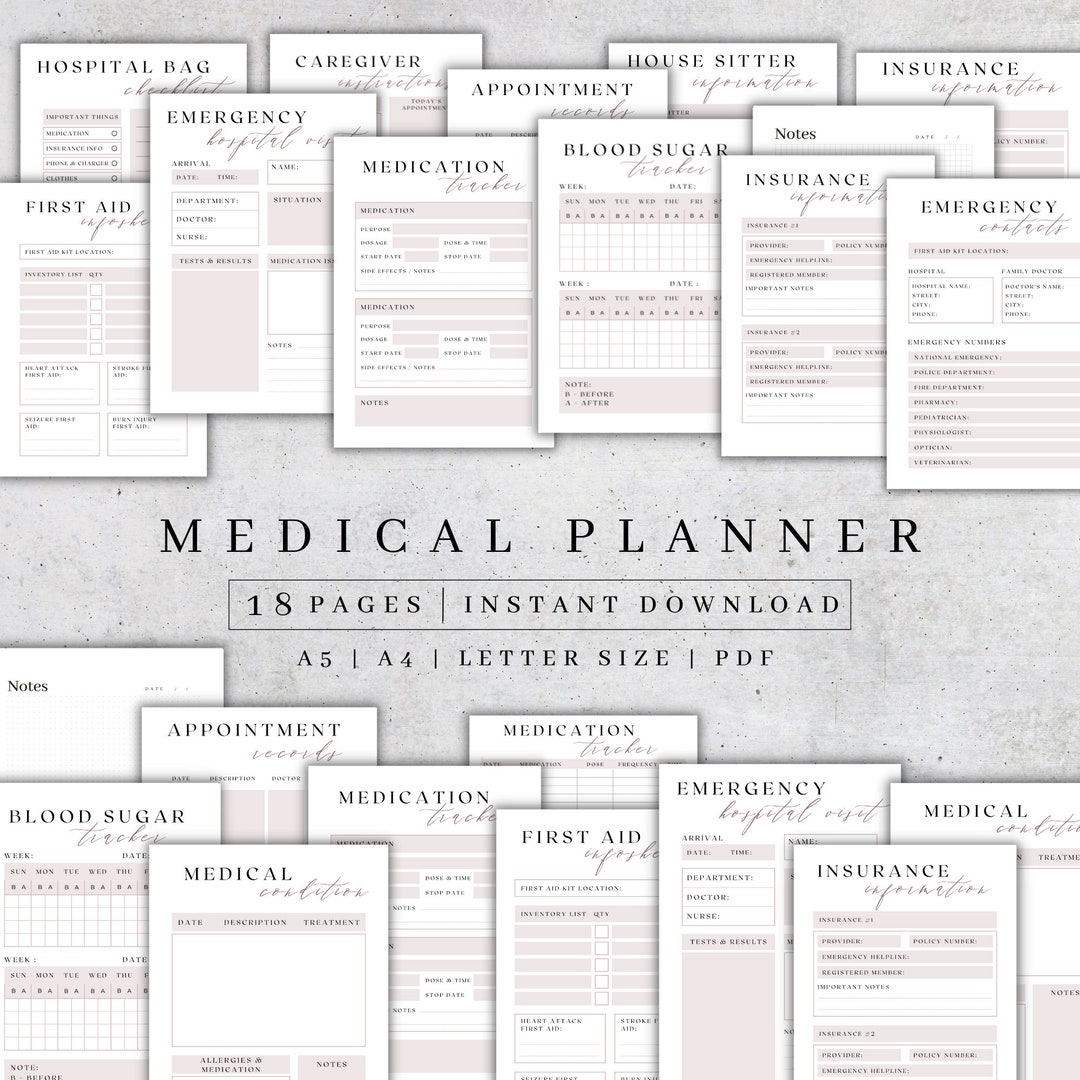 Medical Planner Printable | Health Care Planner Binder | Wellness ...
