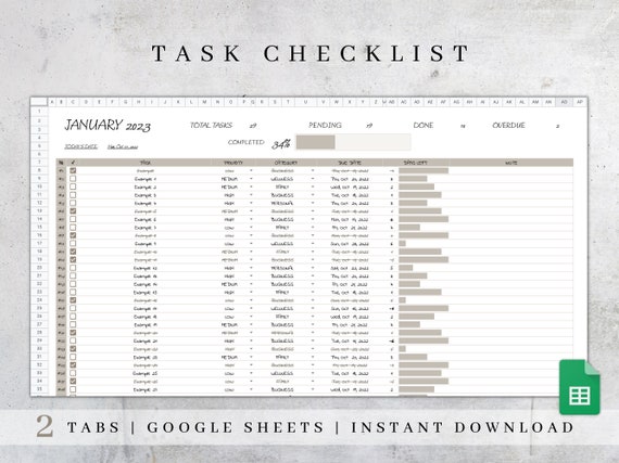 Daily to Do List Template Checklist Template Google Sheets - Etsy Canada