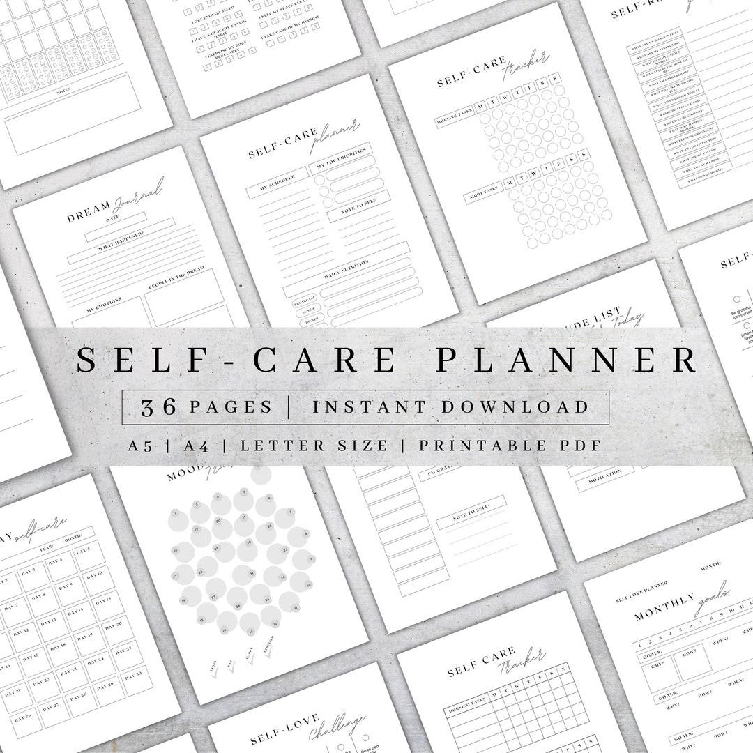 Printable Self-care Journal | Wellness Planner Kit | Self-love Planner ...
