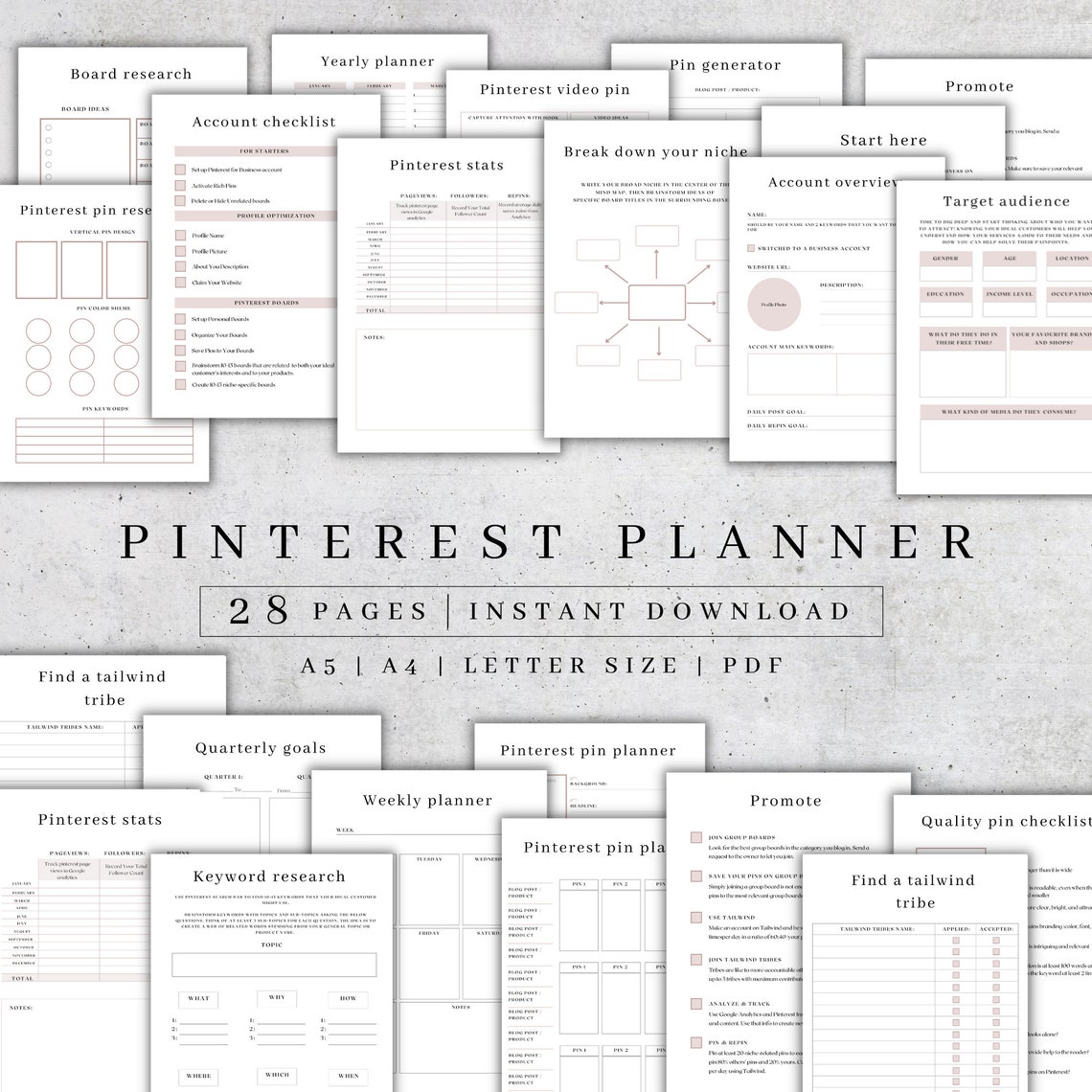 Pinterest Planner Printable Pinterest for Bloggers - Etsy