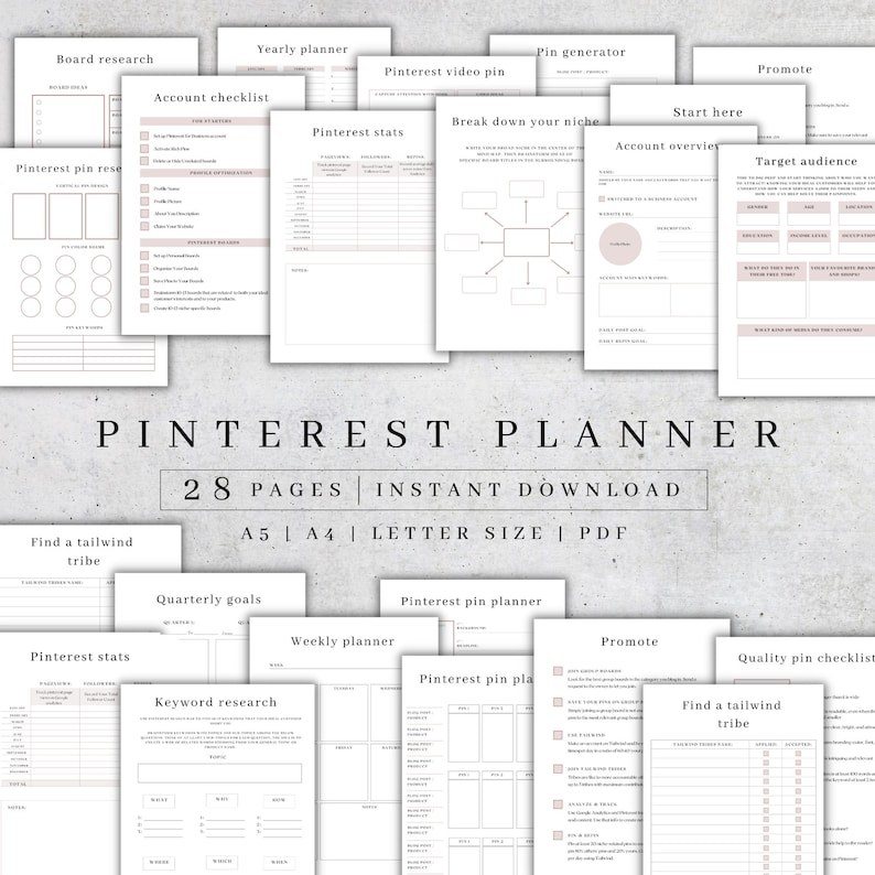 Pinterest Planner Printable Pinterest for Bloggers - Etsy