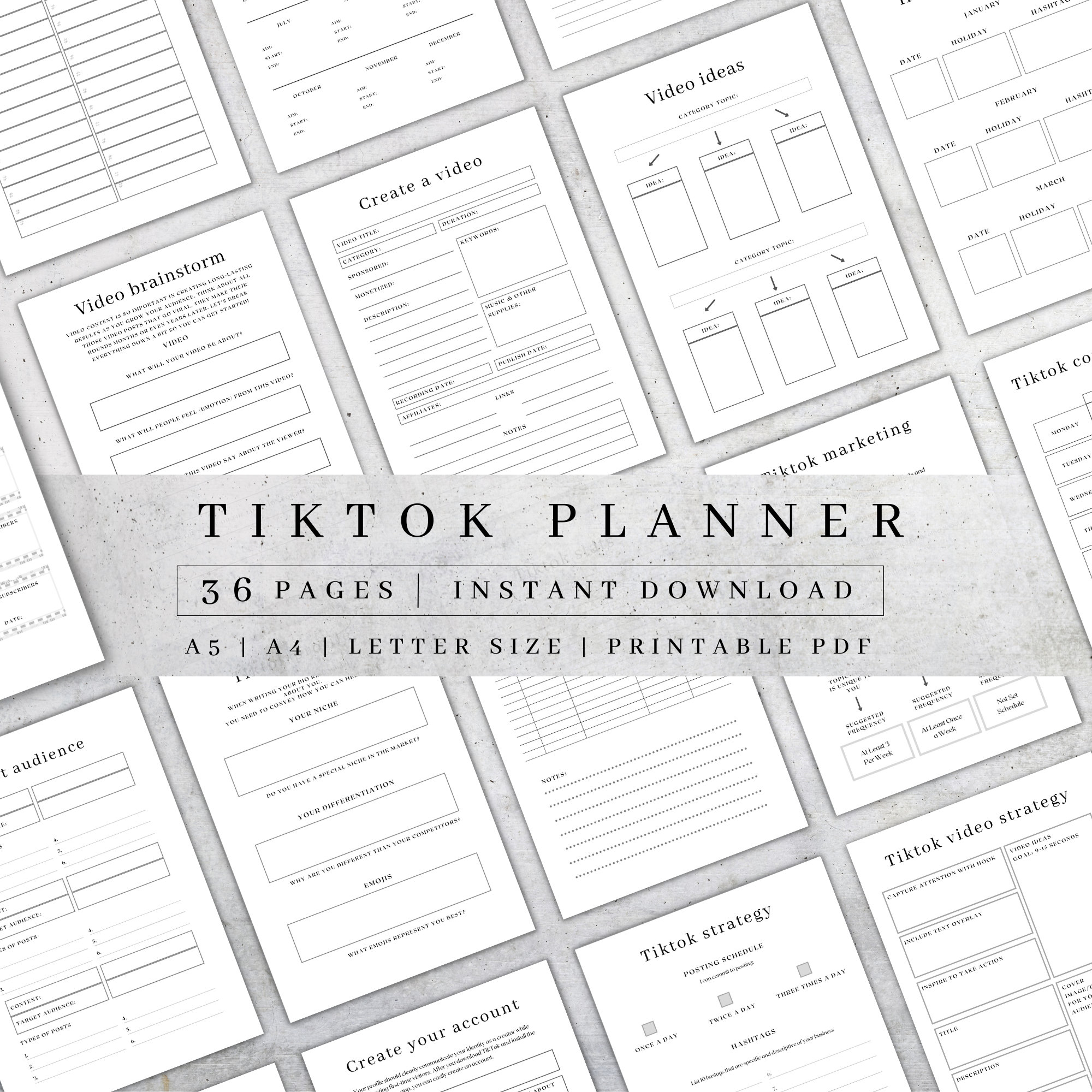 Printable Tiktok Planner PDF | Tiktok Marketing Strategy Plan | Social ...