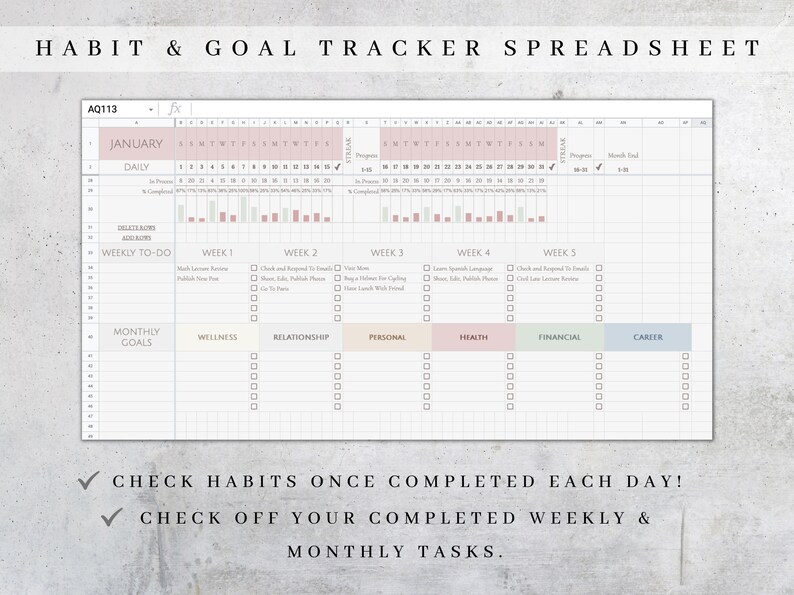 Habit Tracker Spreadsheet 2022 2023 Daily Weekly Monthly - Etsy Habit Tracker Spreadsheet 2022 2023 Daily Weekly Monthly - Etsy