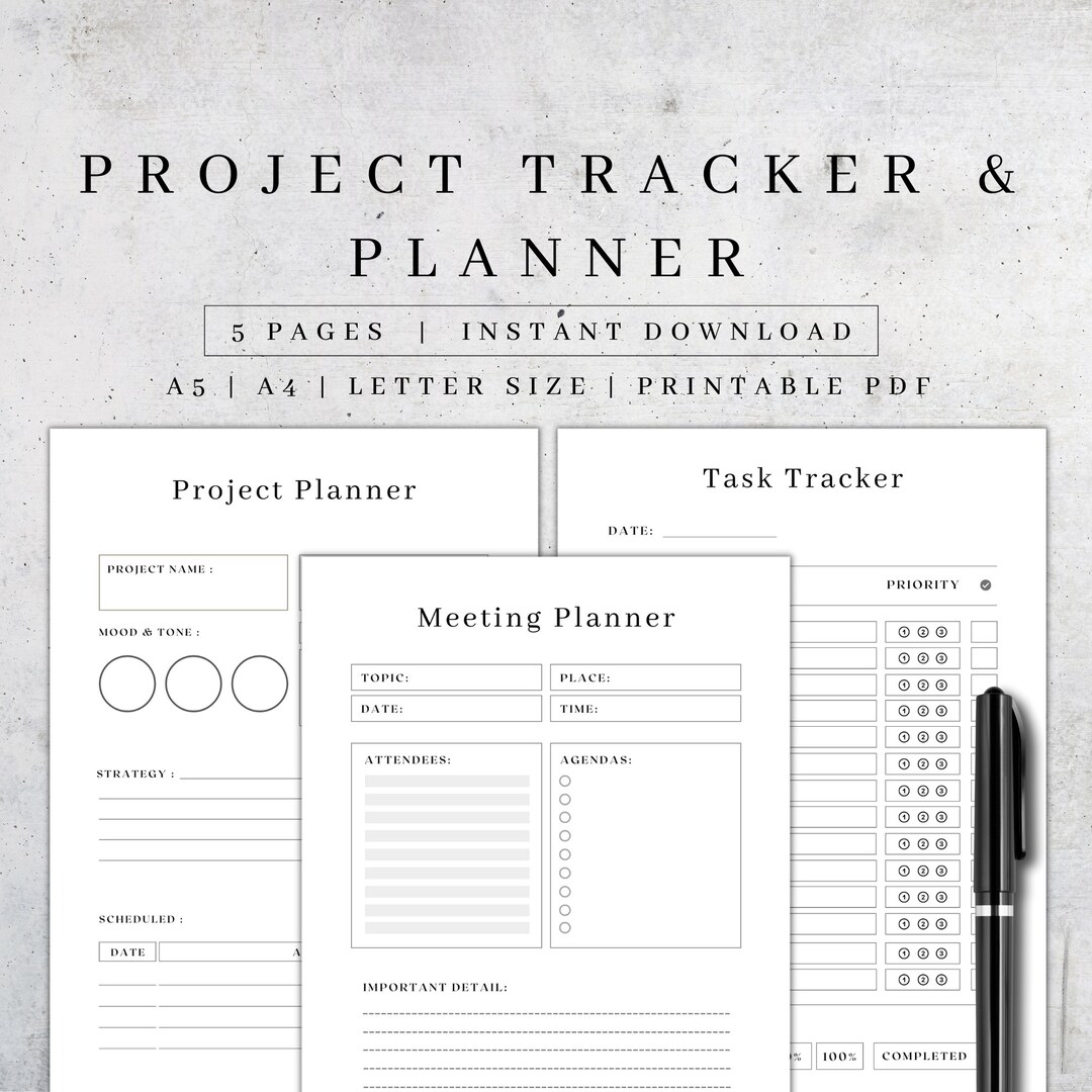 Project Planner Printable | Productivity Planner Pages | Work Planner ...
